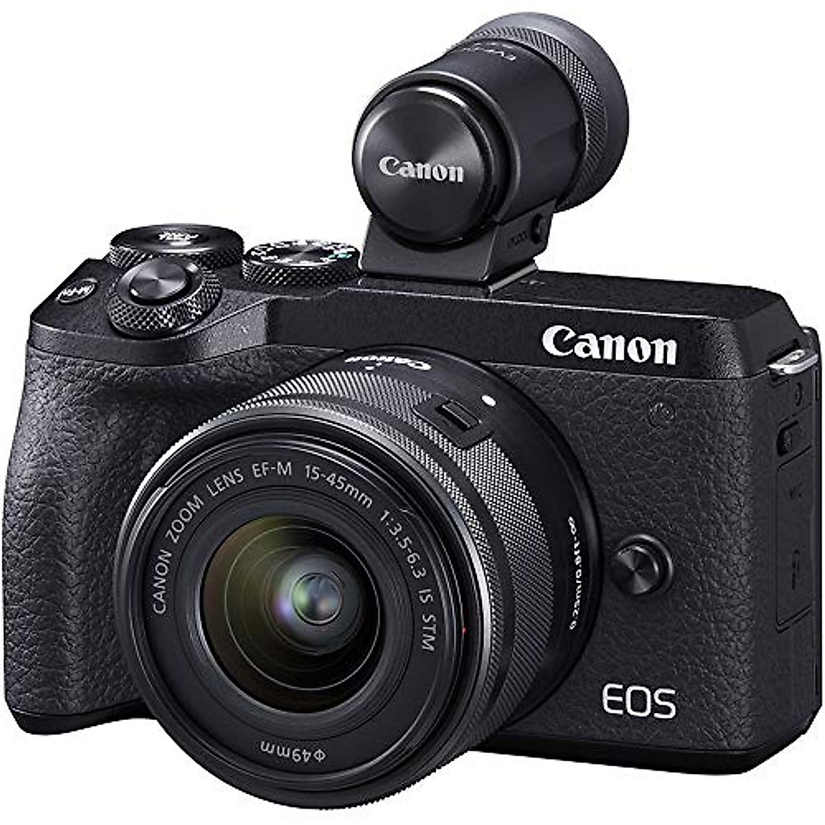 Canon EOS M6 Mark II Mirrorless Digital Camera (Black) with 15-45mm Lens and EVF-DC2 Viewfinder + Canon Shoulder Bag + 128GB Sandisk Memory Card + Grip Steady Tripod + Lens Tulip Hood & More.