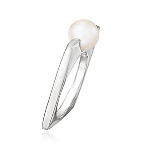 Ross-Simons Italian 8mm Cultured Pearl Square Ring in Sterling Silver. Size 7