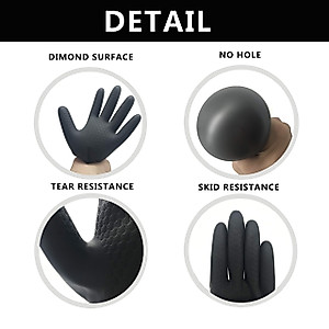 Uxglove Chemical Resistant Latex Gloves,Cleaning Protective Safety Work Heavy Duty Rubber Gloves,12.6",Black 1 Pair Size Large