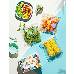 Quart Resealable Slider Food Storage Bags, 100 Count, Fun Designs, 4 Different Fun Patterns, Zero BPA, Lunch, Trips, Parties & More