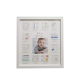 Newborn Photo Frame My First Year Keepsake Picture Frame Wall Table Photo Display for Bedroom Living Room Home Office Baby Room