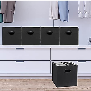 6 Pack - SimpleHouseware Foldable Cube Storage Bin with Handle, Black