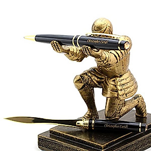 Free Engraving - Brass, Roller Ballpen, Refillable Pen, Ballpoint pen, Ball pen, Letter Opener Envelope Slitter Gold Letter Opener Gifts for Men, Women, Classy Gift Box, Free Customization (Black)