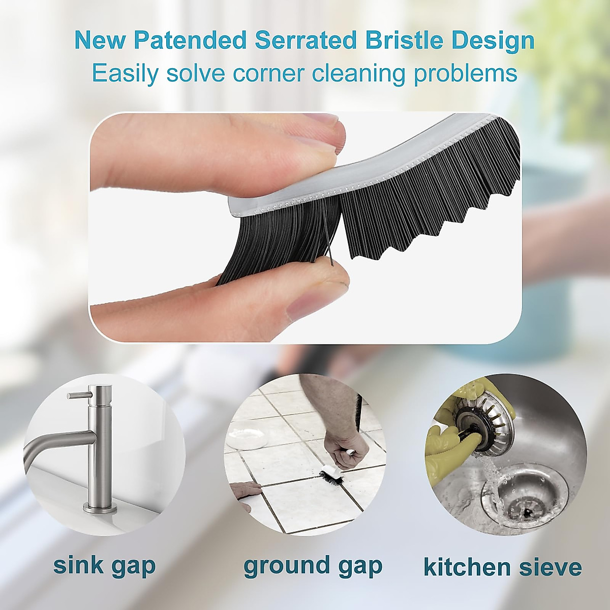 Koxuky 3 Pcs Hard Bristle Crevice Cleaning Brush, Gap Cleaning Brush, Grout Cleaner Brush, Toilet Brush, Small Scrub Brush for Shower, Gap Cleaning Tools for Household Use, Bathroom, Kitchen