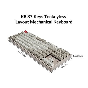 Keychron K8 87 Keys Tenkeyless Layout Wireless Bluetooth Mechanical Keyboard for Mac, Multitasking Type-C Wired Gaming Keyboard for Windows with Keychron Mechanical Brown Switch Aluminum Frame