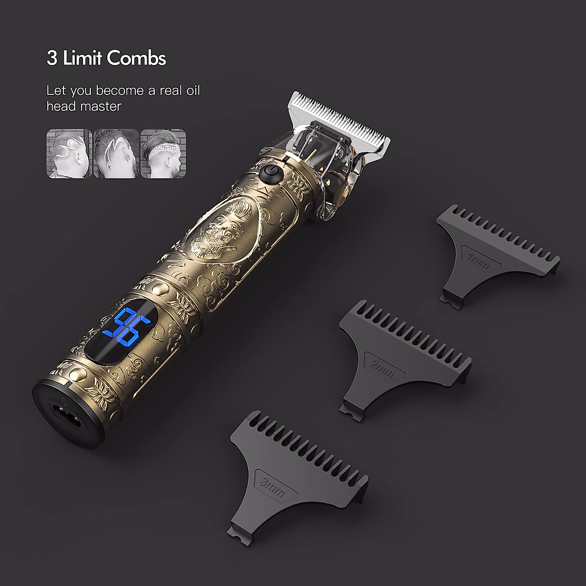 Professional Mens Hair Trimmer Bestauty Cordless Electric Hair Clippers with LCD Screen,180 Mins Working Time with Clipper Oil,Beard Trimmer T Blade Outiner Trimmer Gifts for Men
