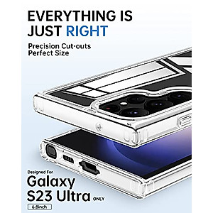 EJGNA for Samsung Galaxy S23 Ultra Phone Case, [20X Anti-yellowing] [Military-grade Drop Protection] for Galaxy S23 Ultra Case with S Pen Holder 5G 6.8", Hard PC Back+Flexible TPU Frame, Diamond Clear