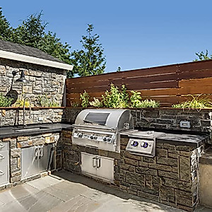 WAFIET Built-in Double Grilling Side Burners with Lid for Outdoor Kitchen BBQ Island, 304 Stainless Steel, 15,000BTU Liquid Propane/Natural Gas Grill with Drip Tray - LPG/NG Convertible