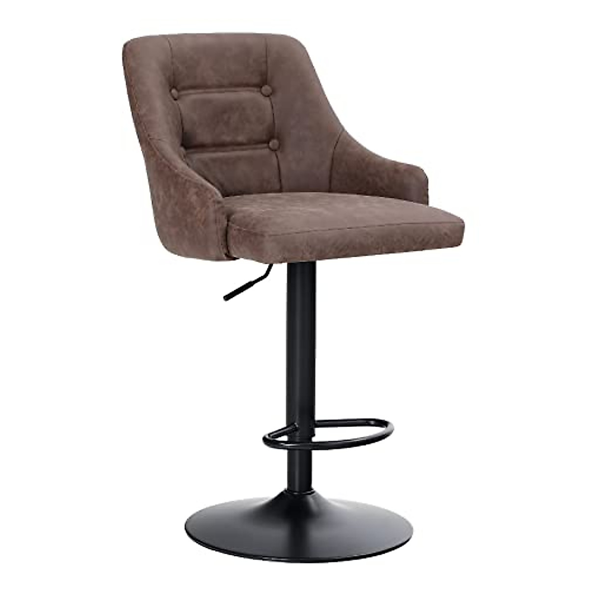 HERA'S PALACE Swivel Barstools, Counter Height Swivel Stool with Armrest and Backrest, Modern Bar Stool PU Leather Adjustable for Bar, Cafe, 300LBS Weight Capacity (Brown)