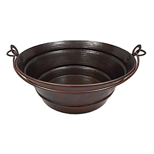 SimplyCopper 15" Rustic Round Copper BUCKET Vessel Bath Sink with a Daisy Drain