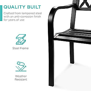 Best Choice Products 50" Patio Garden Bench Park Yard Outdoor Furniture Steel Frame Porch Chair Seat