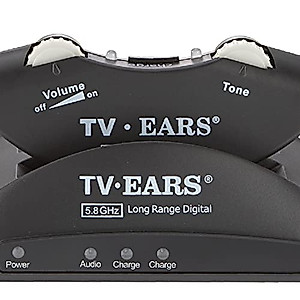 TV Ears 5.8 Digital Wireless Headset System - Long Range, Personal Volume Control, Quiet to Loud, Supports All TVs, Ideal for Seniors & Hearing Impaired, Plug N' Play, No Audio Delay, Dr Rec - 22741