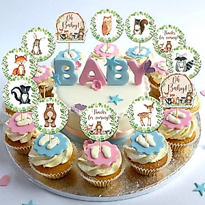 48Pcs Woodland Animal Cupcake Toppers Woodland Baby Shower Cupcake Topper Woodland Creatures Cupcake Toppers Woodland Theme Cupcake Topper Woodland Baby Shower Decorations