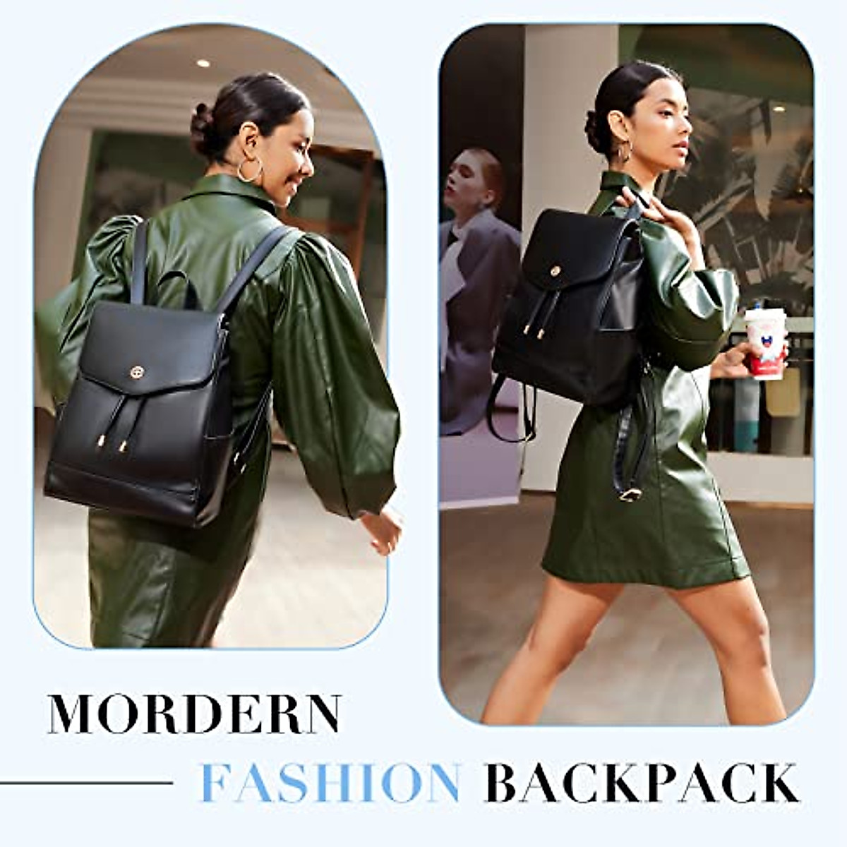 Missnine Small Backpack Purse for Women Fashion PU Leather Mini Backpack Girls Ladies Travel Bag Casual Daypack Black