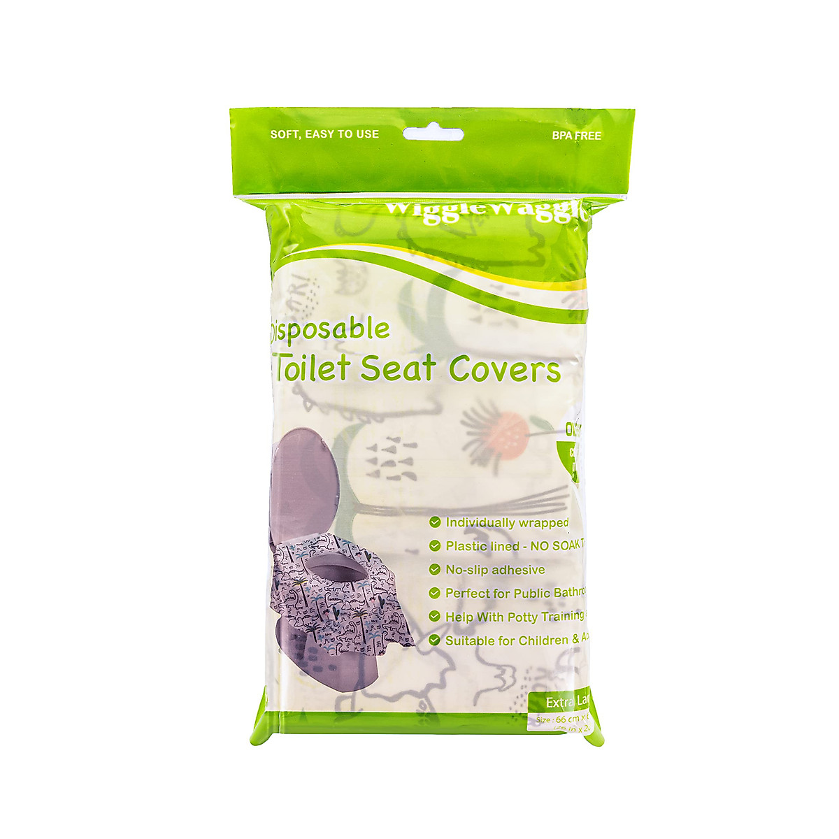 Disposable Toilet Seat Covers – 20 Pack – Extra Large - Waterproof – Shield Your Kids from Public Restrooms or During Toddler Potty Training (Blue Dinosaur)