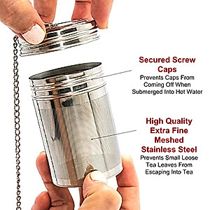 URBAN ESCAPE Tea Steeper For-Loose Tea Leaf (2 PACK-LARGE for Teapot/Kettle & SMALL for Mug/Cup 20oz) Tea Infuser Tea Diffuser Extra Fine Mesh Stainless Steel Tea Strainer Ball Colador Infusor té