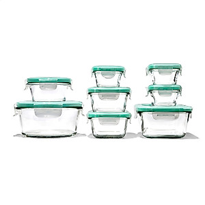 OXO Good Grips 16 Piece Glass Smart Seal Airtight Everyday Container Set & Good Grips 8 Cup Smart Seal Glass Rectangle Container