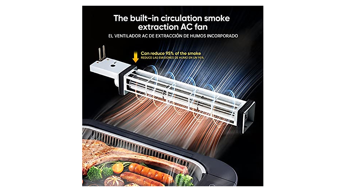 X&E Smokeless Indoor Grill - Powerful 1500W Electric BBQ with Smoke ...
