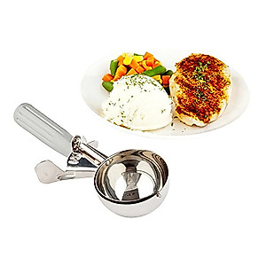 Restaurantware Met Lux 4 Ounce Portion Scoop, 1 Durable Cookie Scoop - #8, With Gray Handle, Stainless Steel Disher, For Portion Control, Scoop Cookie Dough, Cupcake Batter, or Ice Cream