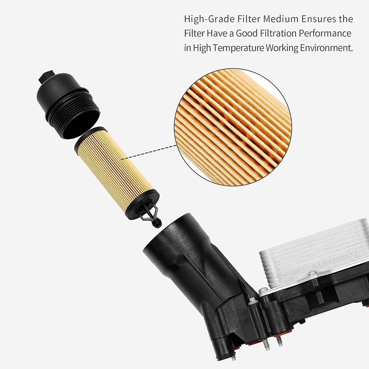 Oil Cooler Oil Filter Housing with Gaskets | Compatible With 3.6L 2011-2016 Dodge Journey Grand Caravan Jeep Wrangler Chrysler 200 300 Ram ProMaster & More | Replaces# 5184294AE, 68105583AF