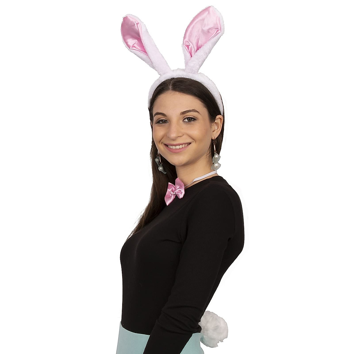 Bunny Ears and Tail w/Bow - Easter Costume - Bunny Headband by Funny Party Hats