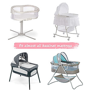 Satin Bassinet Sheets for Baby Girl 2 Pack Pink Bassinet Sheet for Baby Hair and Skin, Soft Silky Bassinet Sheet for Rectangle, Hourglass, Oval Cradle or Bassinet Pad＆Mattress, Pink