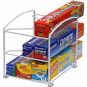 SimpleHouseware Kitchen Wrap Organizer Rack, White