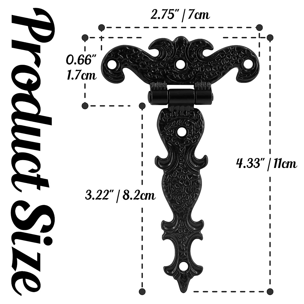 Cionyce 4Pcs Tee-Strap Hinges Heavy Duty Hinges Hardware Antique Black Decorative Hinges for Barn Door,Gate with Screws (4.33" *2.75")