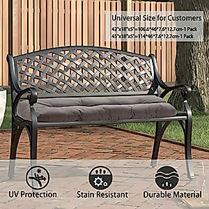 FUNHOME Waterproof Non-Slip Garden Patio Bench Seat Cushions, Outdoor Bench Cushion, Porch Swing Cushions, Long Pad Cushion Seat,45x18 Inch-Granny Grey