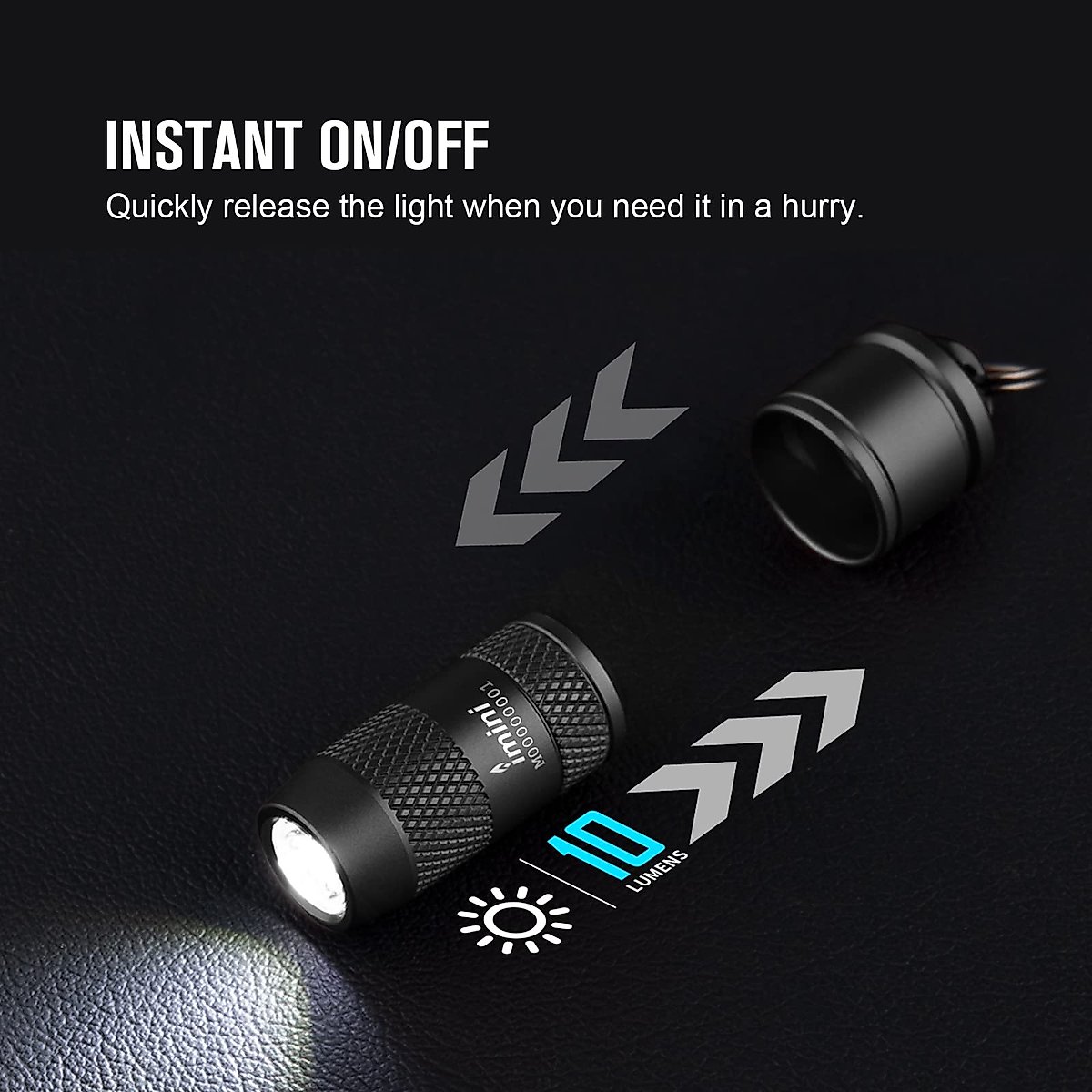 OLIGHT IMINI 10 Lumens Tiny Keychain Flashlight, Portable Quick-Release Small Flashlights with Magnetic Base, Powered by 3 LR41 Button Cells for EDC and Emergency (Black)
