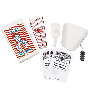 Matinee Popcorn Machine with Cart - 8oz Popper with Stainless-Steel Kettle, Warming Light, and Accessories by Great Northern Popcorn (Red)