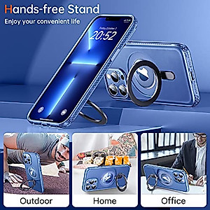 JUESHITUO for iPhone 13 Pro Max Phone Case with Magnetic Stand, [Mil-Grade Shockproof Protection] [Compatible with MagSafe] [Elf-Eye Design] Shockproof Phone Case for iPhone 13 Pro Max, Blue