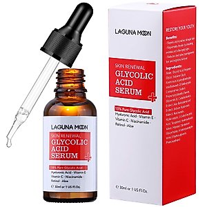 15% Glycolic Acid Serum - Anti Aging Formula for Face with Aloe, Hyaluronic Acid, Retinol - Exfoliate, Reduce Wrinkles, Brighten Dark Spots, Smooth, Hydrate, Plump - for All Skin Types (1oz)