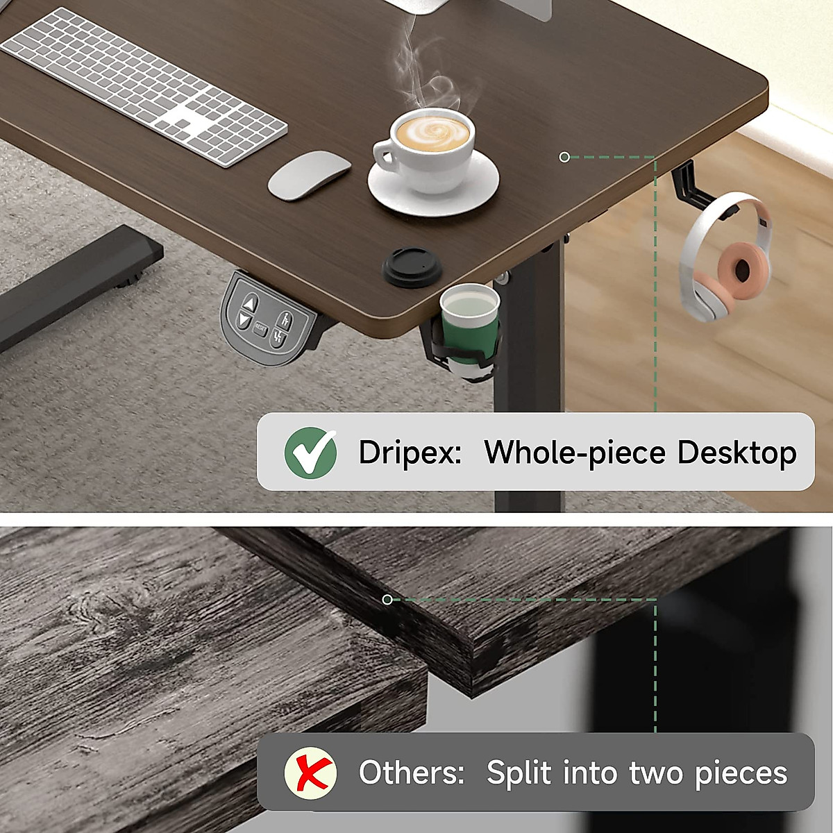 Dripex Electric Standing Desk Height Adjustable Computer Table-43 x 24 Inches Durable Large Workstation with Mouse Pad for Home Office