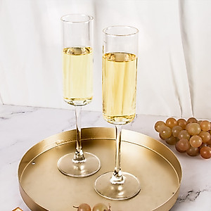 YANGNAY Cylinder Champagne Flutes, Champagne Flute Glass Set of 12, Clear Champagne glasses for Party, Home, Restaurant Use, 6 oz Capacity