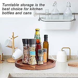 Paninluo Lazy Susan Organizer with Mat - 12 Inch Wooden Lazy Susan for Table Keep Space Organized and Nice,Lazy Susan Turntable for Cabinet、Countertop、Pantry、Spice Rack