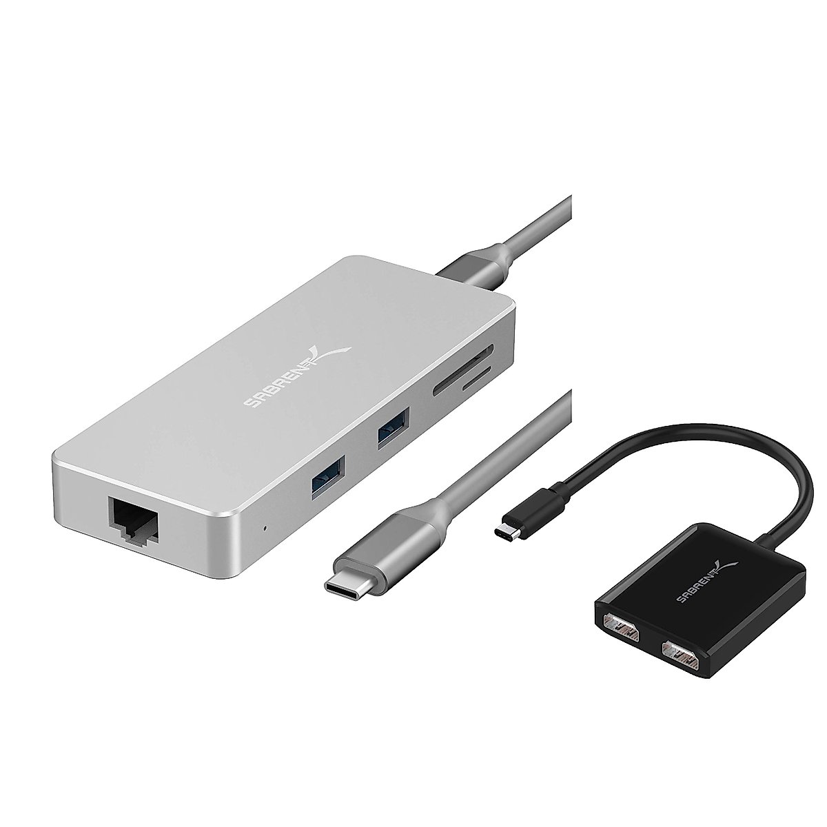 Sabrent 9 in 1 USB C HUB for Windows & Mac + USB Type-C Dual HDMI Adapter