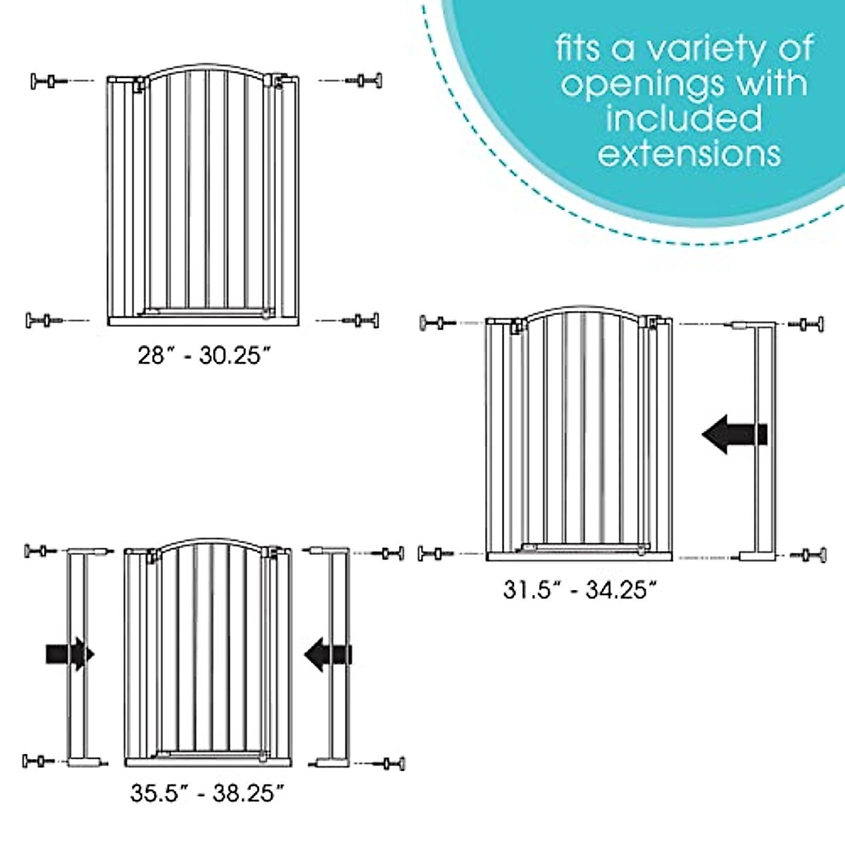 Summer Extra Tall Decor Safety Baby Gate, Gray – 36” Tall, Fits Openings of 28” to 38.25” Wide, 20” Wide Door Opening, Baby and Pet Gate
