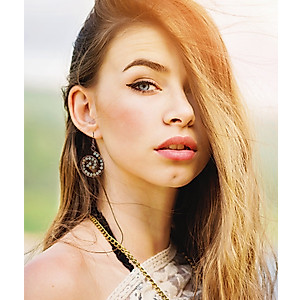 SPUNKYsoul Amazonite Bohemian Spiral Earrings for Women Swirl Hoop Tribal