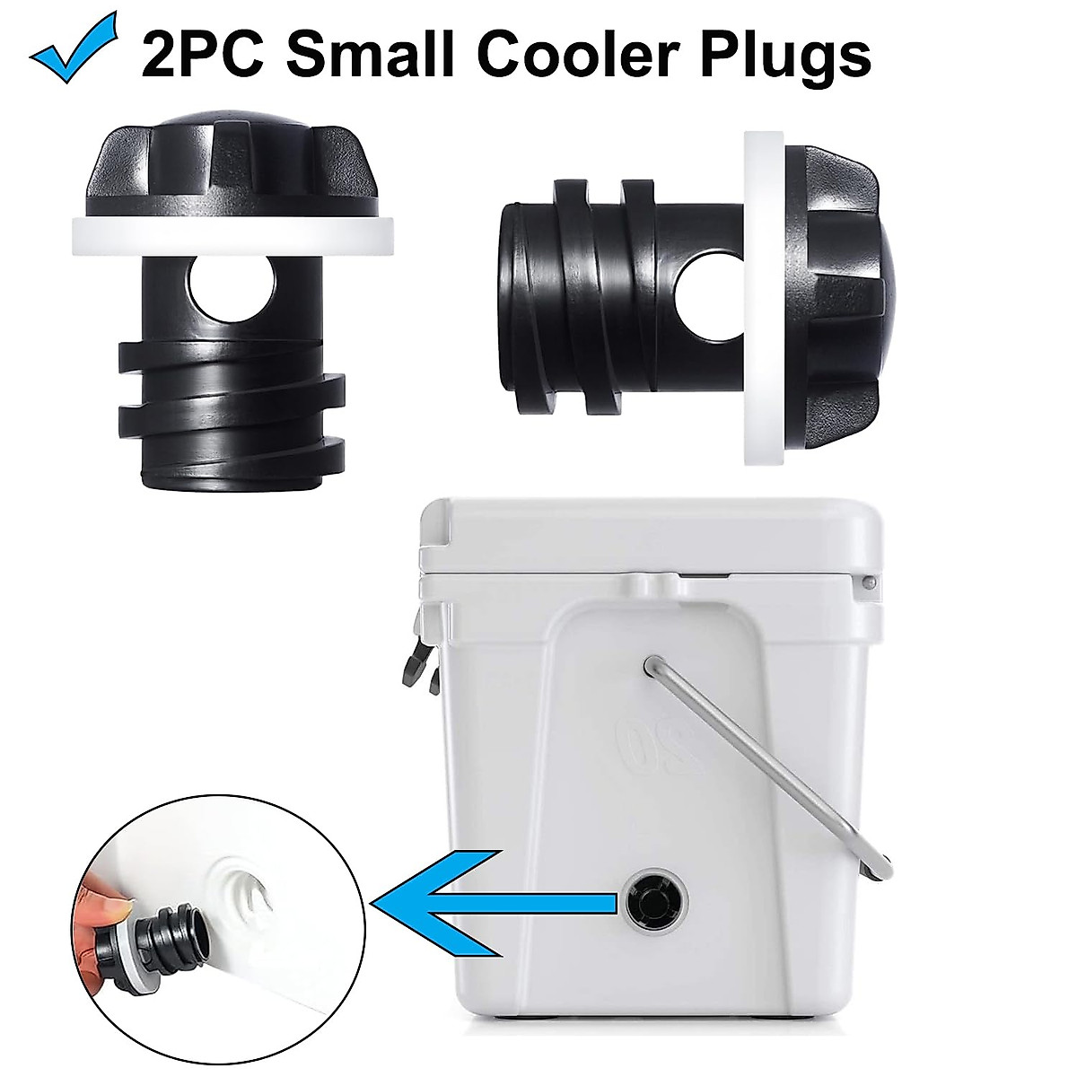 Cooler Plug for YETI Cooler, Drain Plug Cooler Plug Compatible with Yeti and RTIC Coolers Leak-Proof Replacement for YETI Tundra Roadie Tank Coolers and RTIC Coolers 2pcs