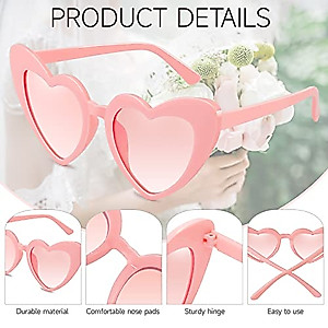 Salfboy Heart Shaped Sunglasses for Women Bride Sunglasses Bachelorette Vintage Cat Mod Wedding Sunglasses（8805-2*pink）