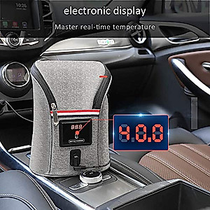 Car Baby Bottle Warmer, Sunsbell Portable Travel Milk Bottle Warmer, Constant Temperature Feeding Bottle with Temperature Display, Portable Bottle Warmer for Car Travel Camping