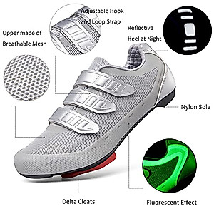 Mens Womens Indoor Cycling Shoes Compatible with Peloton Bike Shoes Cycling Shoes with Delta Cleats Clip Outdoor Pedal SPD Road Bike Shoes,Gray