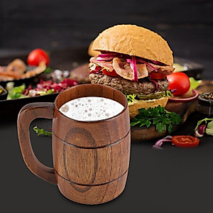 Gavigain Wooden Drink Mug,natureWooden Beer Cup Retro Big Capacity Tea Water Classic Wood Drinking Mug with Handle,Beer Cups for Men & Women