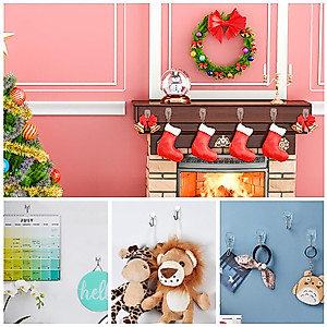 Ainiv Small Wire Toggle Hooks, 16 Clear Wall Hooks with 24 Adhesive Strips, Damage-Free Utility Hooks, No Tools Hanging Hooks Heavy Duty for Home Kitchen Office School Dorm Organizers