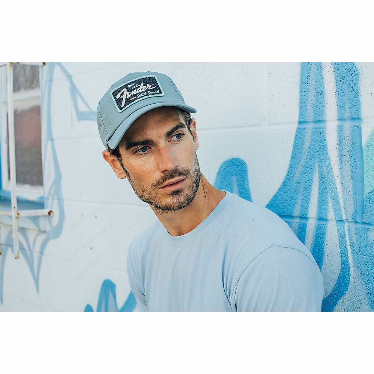 AMERICAN NEEDLE Fender Guitar Baseball Hat, Surplus Collection, Light Blue (FEND-2002A-LTBL)