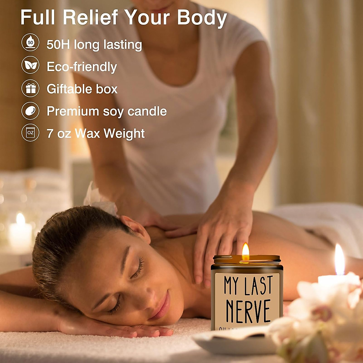 Birthday Gifts for Women, Funny Gifts for Best Friend Women - My Last Nerve Candle - Mother's Day Christmas Valentines Day Gifts for Her, Mom, BFF, Best Friends, Girlfriend, Sister