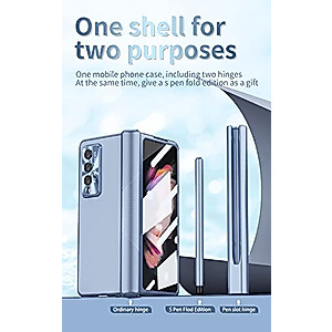 Case with S Pen for Samsung Galaxy Z Fold 3 5G 2021 with Removable Hinge Protection Holder and Built-in Camera Lens Protector and Front Screen Protector