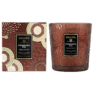 Voluspa Forbidden Fig, Classic Boxed Candle, 9 oz, 60 Hour Burn Time, All Natural Wicks and Coconut Wax for Clean Burning, Vegan, Poured in The USA