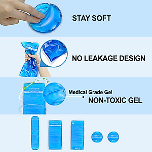 Pallesen Gel Ice Packs for Injuries Reusable Gel Reusable Hot Pack & Cold Pack Compress for Injury, Pain Relief, Rehabilitation, Flexible Therapy, for Knee, Back, Neck, Wrist, Ankle (5 Pack - Blue)